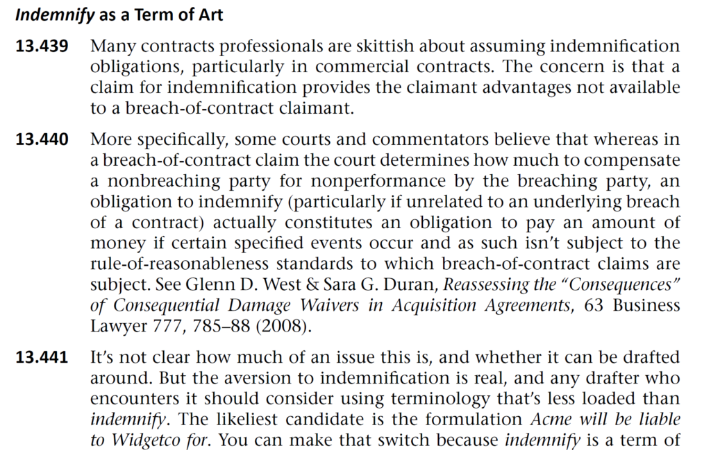 It's Time to Start Thinking About Not Using the Term of Art "Indemnify ...